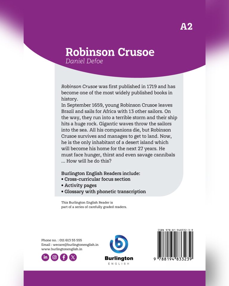 Robinson Crusoe by Daniel Defoe - Reader Book For Grade 6